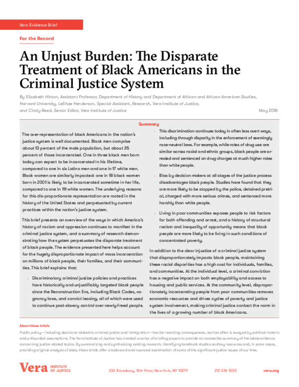 (PDF) An Unjust Burden: The Disparate Treatment of Black Americans in ...