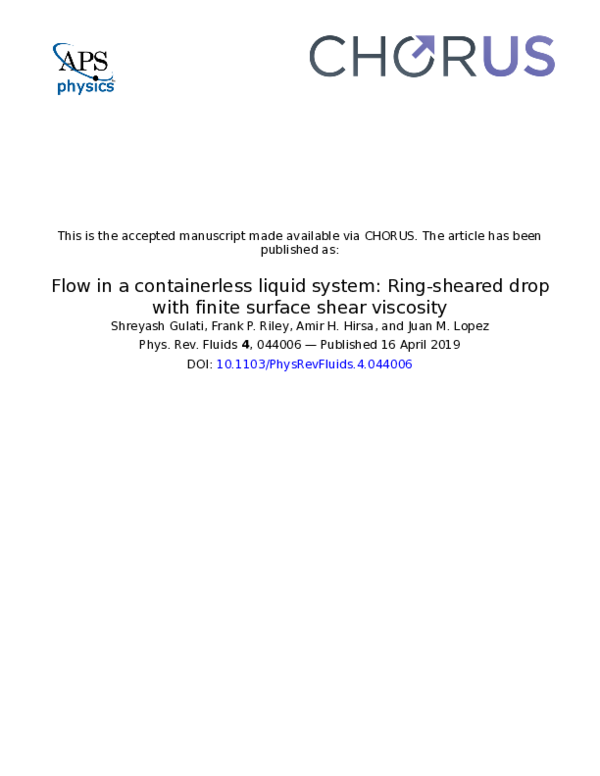 (PDF) Flow in a containerless liquid system: Ring-sheared drop with ...