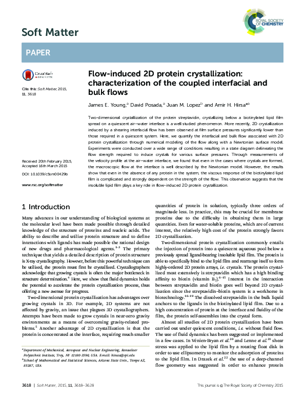(PDF) Flow-induced 2D protein crystallization: characterization of the ...