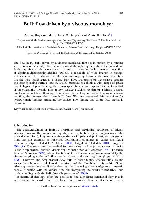 (PDF) Bulk flow driven by a viscous monolayer