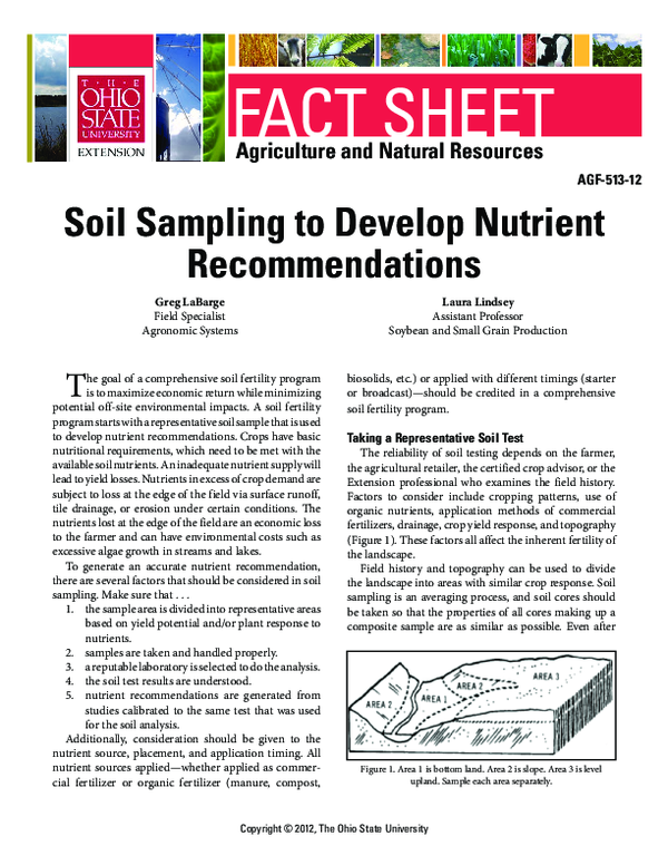 (PDF) Soil Sampling to Develop Nutrient Recommendations