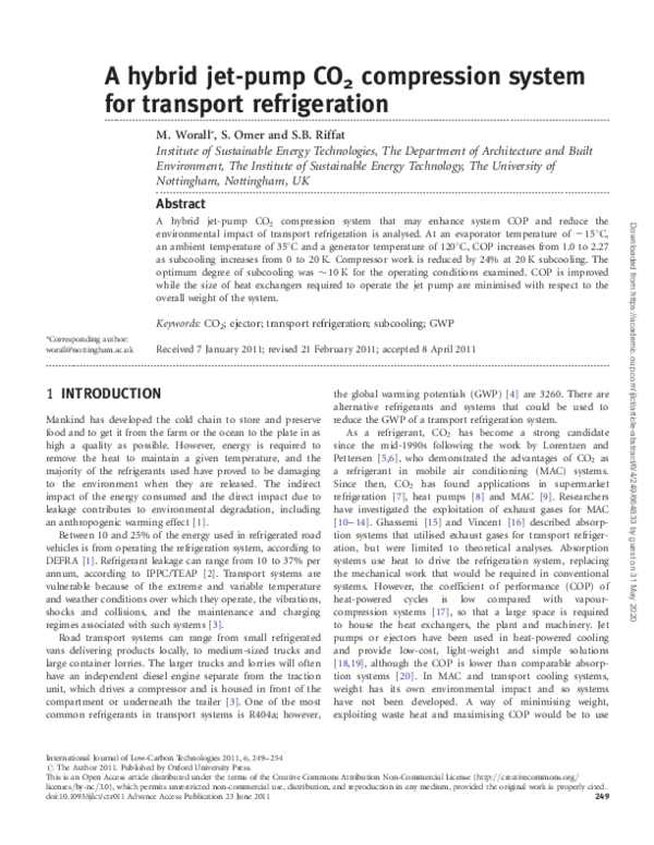 (PDF) A hybrid jet-pump CO 2 compression system for transport refrigeration