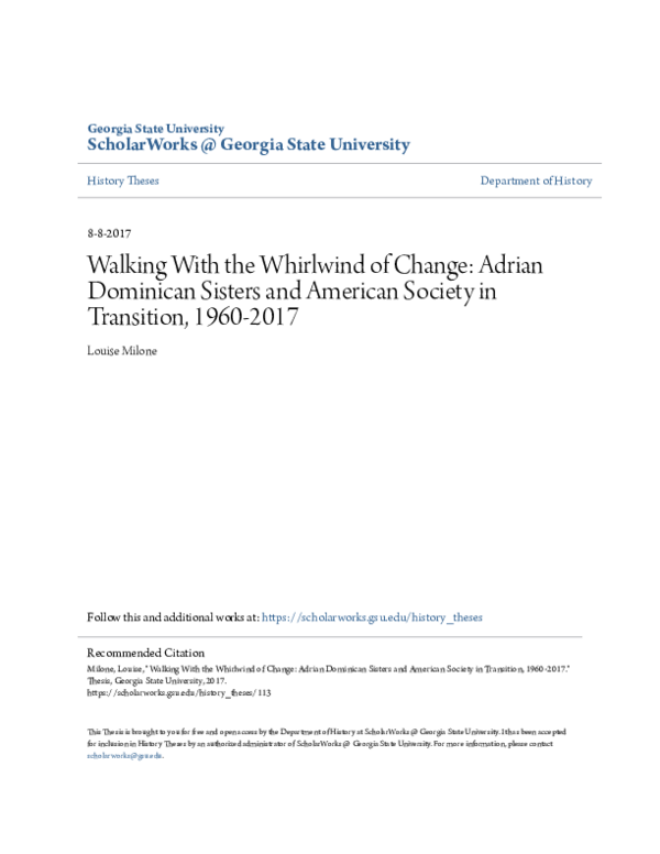 Walking With the Whirlwind of Change: Adrian Dominican Sisters and ...