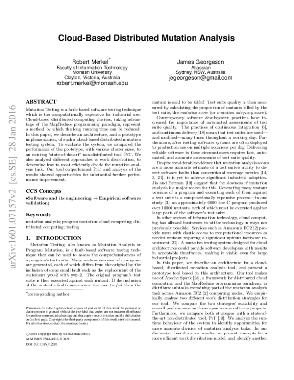 (PDF) Cloud-Based Distributed Mutation Analysis