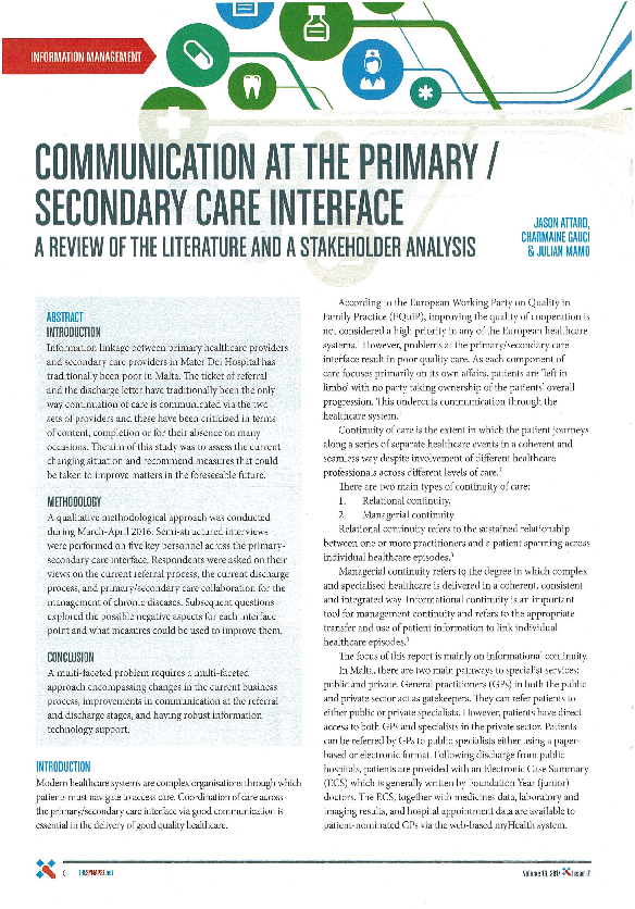 (PDF) Communication at the primary/secondary care interface : a review ...