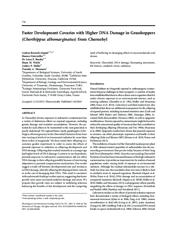 (PDF) Faster Development Covaries with Higher DNA Damage in ...