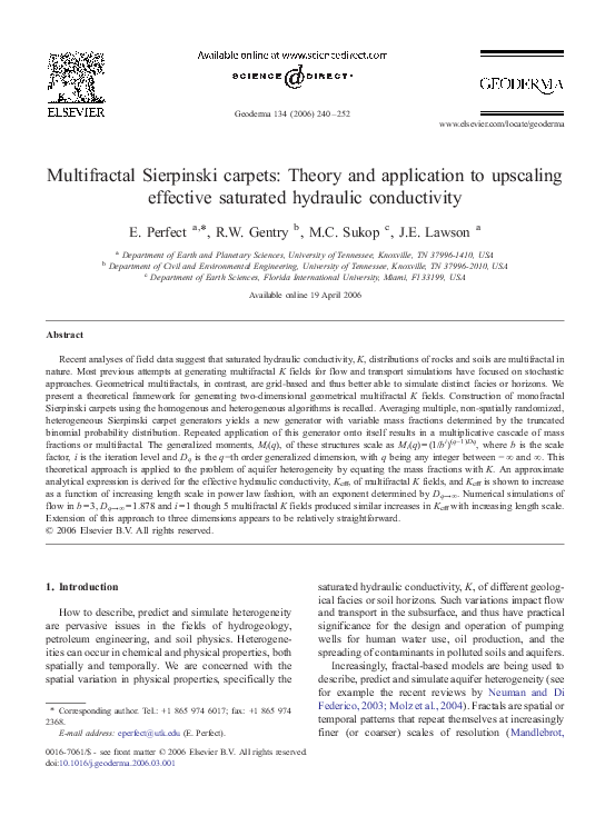 (PDF) Multifractal Sierpinski carpets: Theory and application to upscaling effective saturated ...