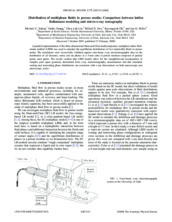 (PDF) Distribution of multiphase fluids in porous media: Comparison between lattice Boltzmann ...