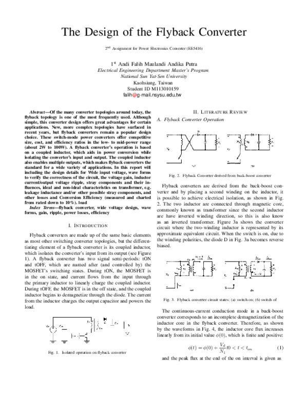 (PDF) The Design of the Flyback Converter
