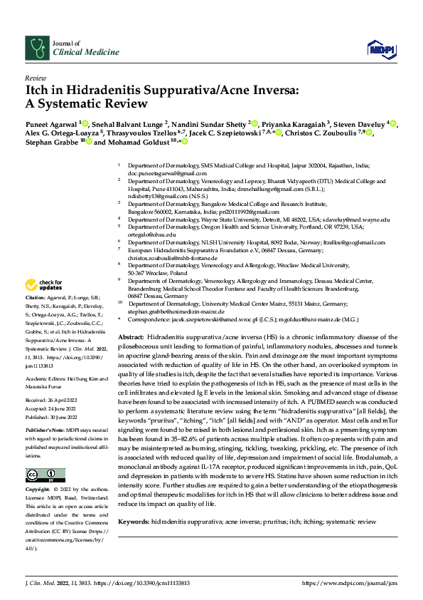 (PDF) Itch in Hidradenitis Suppurativa/Acne Inversa: A Systematic Review