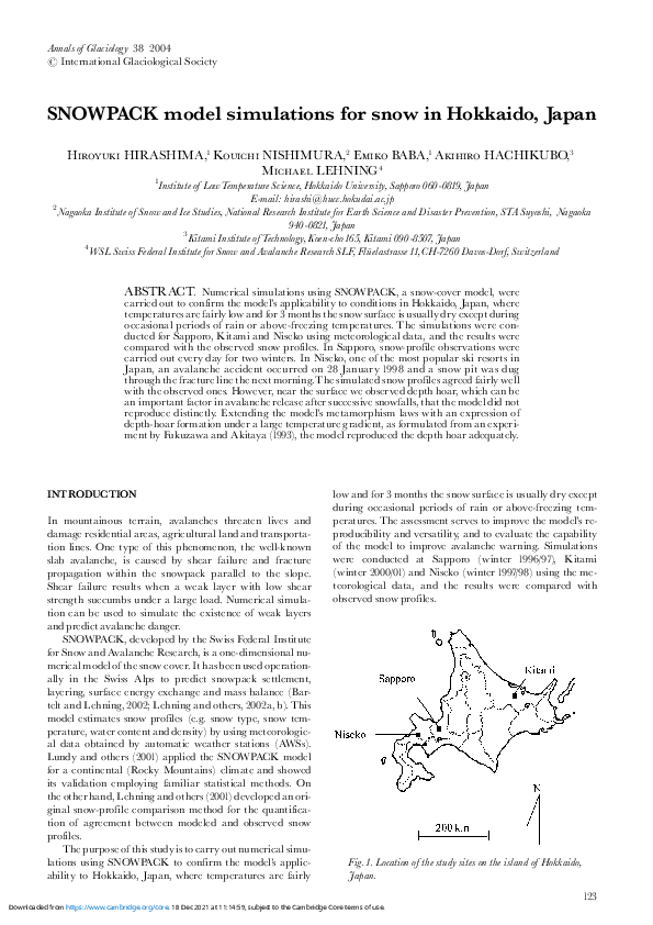 (PDF) SNOWPACK model simulations for snow in Hokkaido, Japan
