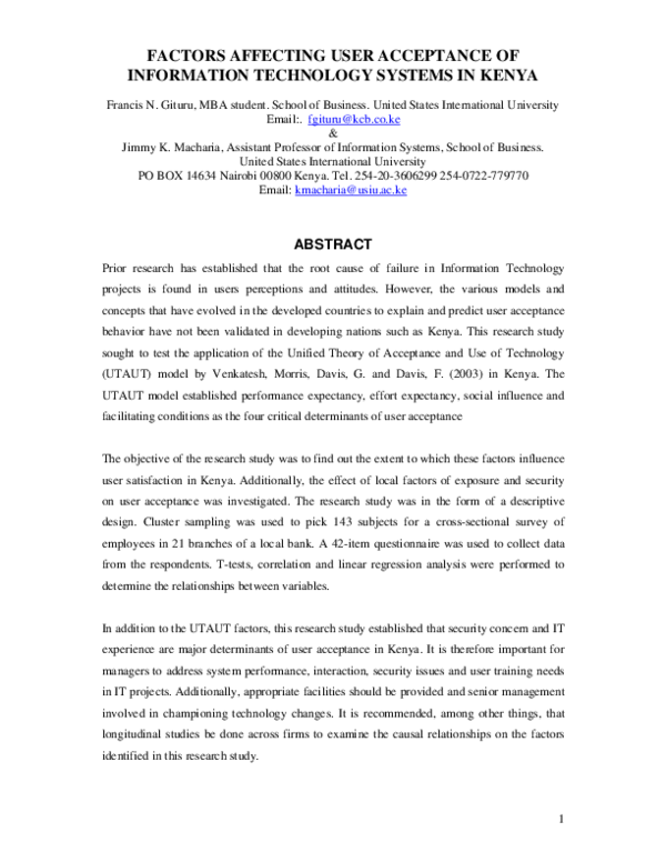 (PDF) Factors Affecting User Acceptance of Information Technology ...