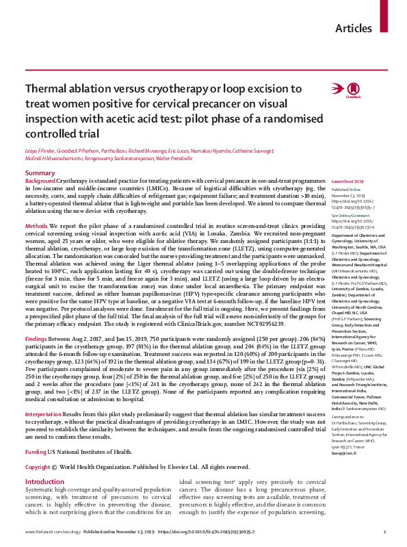 (PDF) Thermal Ablation Versus Cryotherapy or Loop Excision to Treat ...