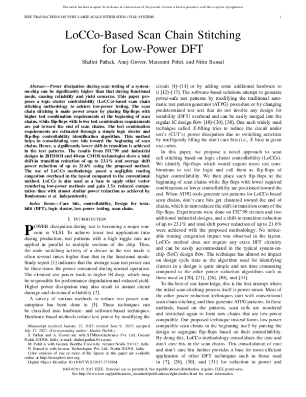 (PDF) LoCCo-Based Scan Chain Stitching for Low-Power DFT