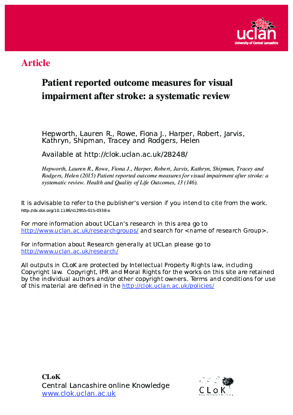 (PDF) Patient reported outcome measures for visual impairment after ...