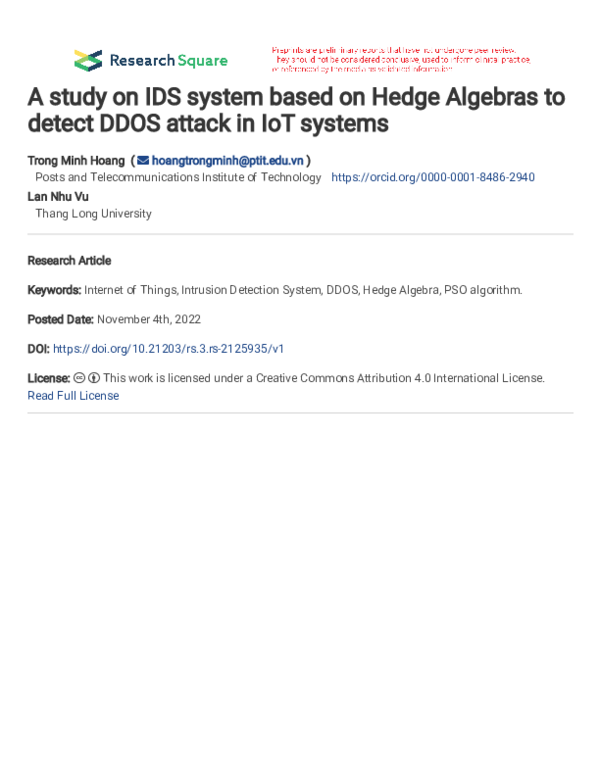 (PDF) A study on IDS system based on Hedge Algebras to detect DDOS attack in IoT systems