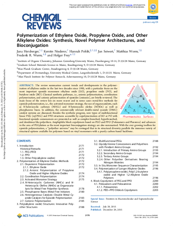 (PDF) Polymerization of Ethylene Oxide, Propylene Oxide, and Other ...