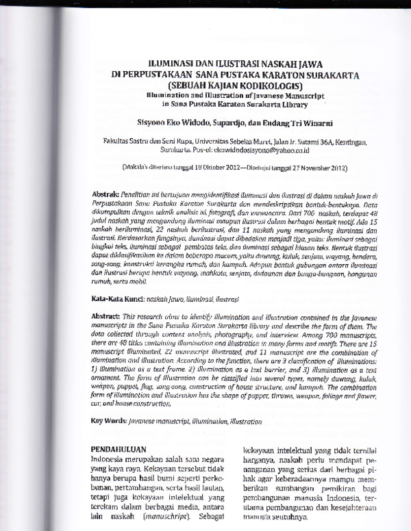 (PDF) Iluminasi Dan Ilustrasi Naskah Jawa Di Perpustakaan Sana Pustaka ...