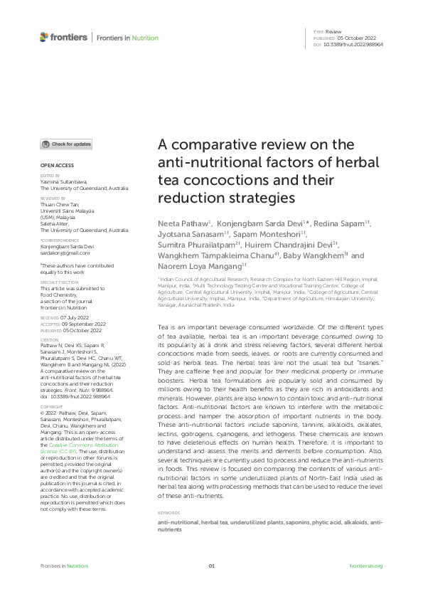 (PDF) A comparative review on the anti-nutritional factors of herbal ...