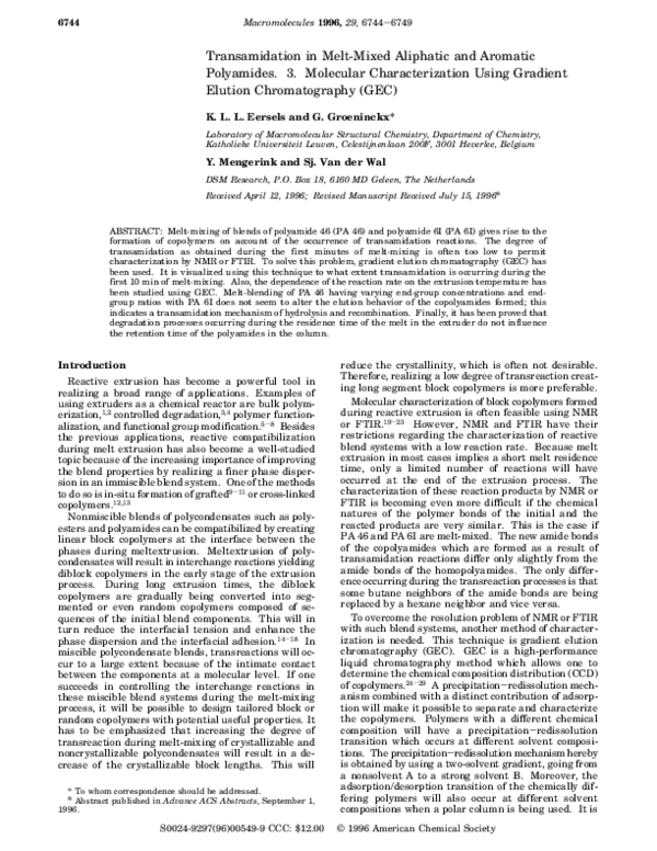 (PDF) Transamidation in Melt-Mixed Aliphatic and Aromatic Polyamides. 3 ...