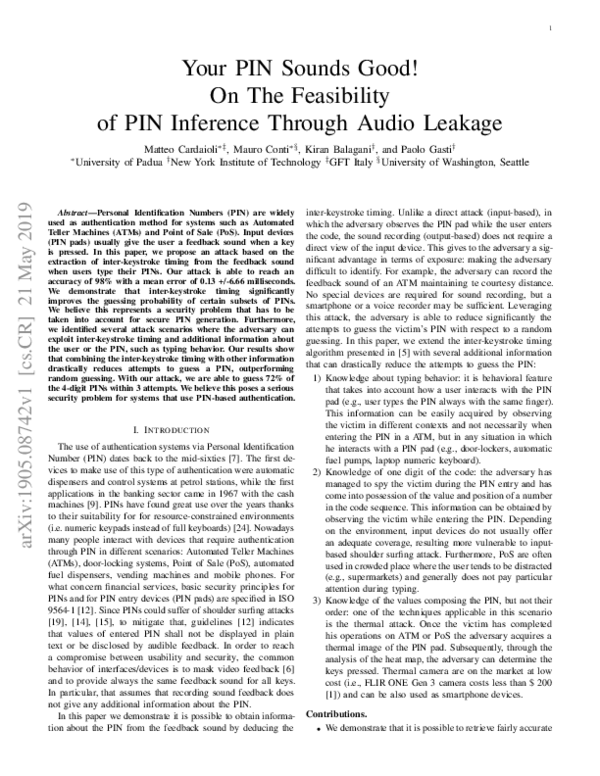 (PDF) Your PIN Sounds Good! On The Feasibility of PIN Inference Through ...