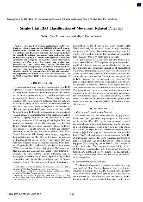 (PDF) Single-Trial EEG Classification of Movement Related Potential