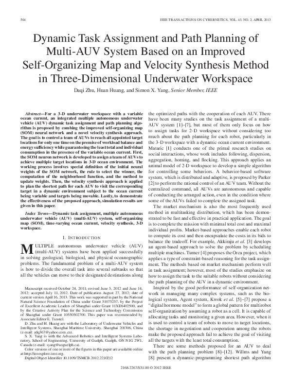 Pdf Auv Task Assignment And Path Planning In 3d