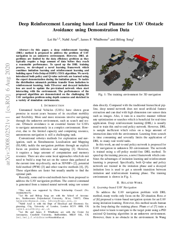 (PDF) Deep Reinforcement Learning based Local Planner for UAV Obstacle Avoidance using ...