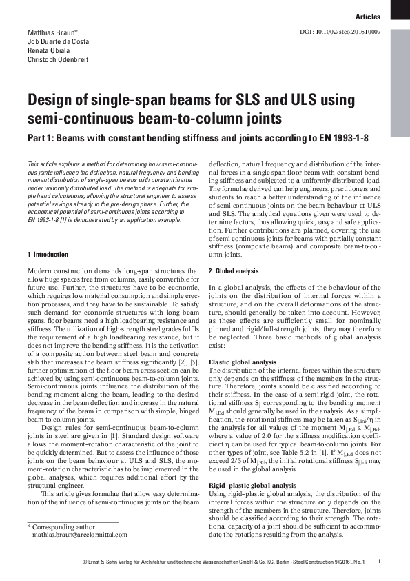 (PDF) Design of single-span beams for SLS and ULS using semi-continuous ...