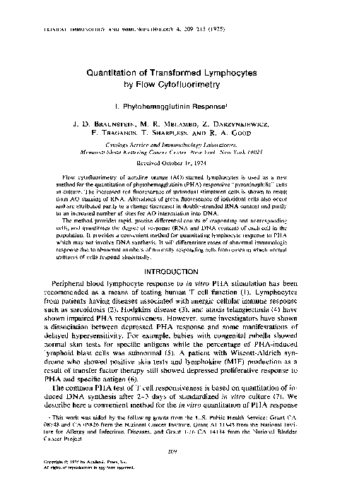 (PDF) Quantitation of transformed lymphocytes by flow cytofluorimetry