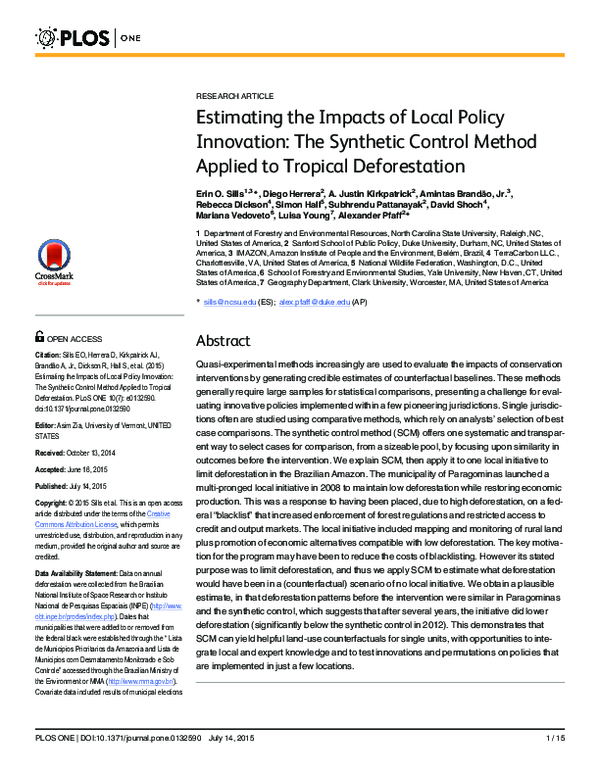 (PDF) Estimating the Impacts of Local Policy Innovation: The Synthetic Control Method Applied to ...