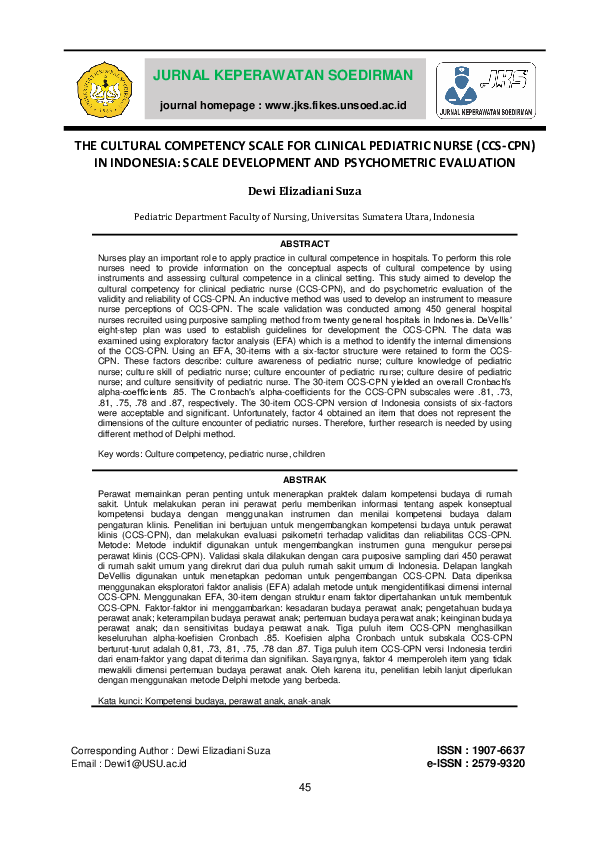 (PDF) The Cultural Competency Scale for Clinical Pediatric Nurse (Ccs ...