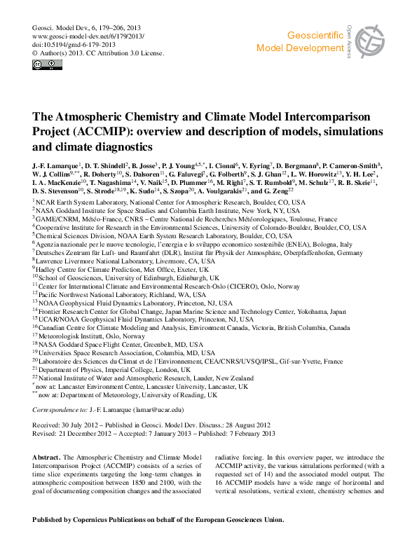 (PDF) The Atmospheric Chemistry and Climate Model Intercomparison ...