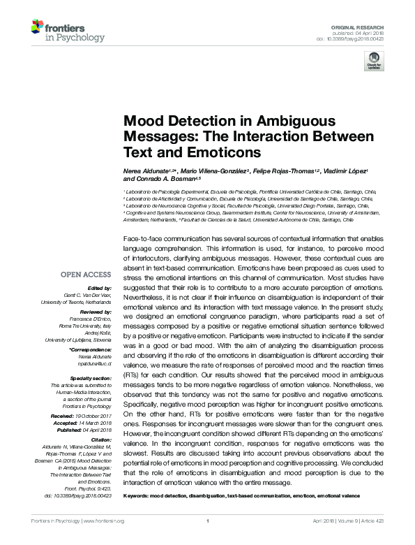 (PDF) Mood Detection in Ambiguous Messages: The Interaction Between ...