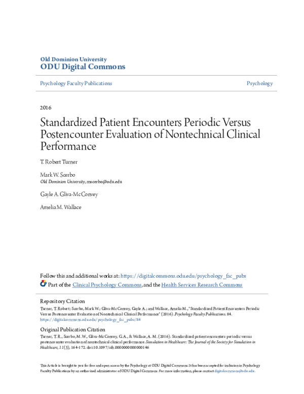 (PDF) Standardized Patient Encounters