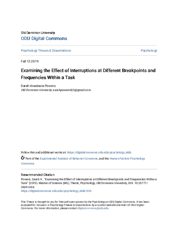 (PDF) Examining the Effect of Interruptions at Different Breakpoints ...