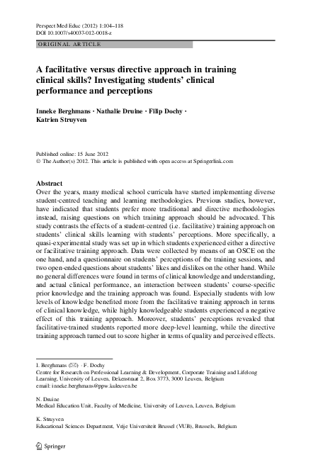 (PDF) A facilitative versus directive approach in training clinical ...