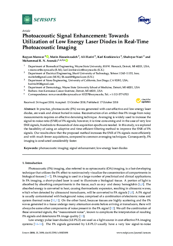 (PDF) Photoacoustic signal enhancement: towards utilization of very low ...