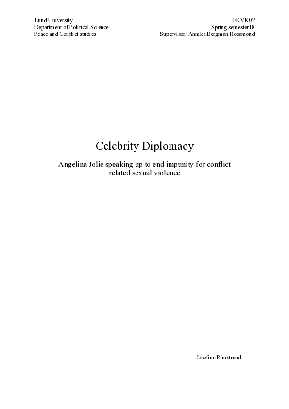 (PDF) Celebrity Diplomacy: Angelina Jolie speaking up to end impunity ...