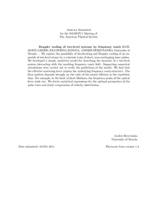 (PDF) Doppler cooling of two-level systems by frequency comb