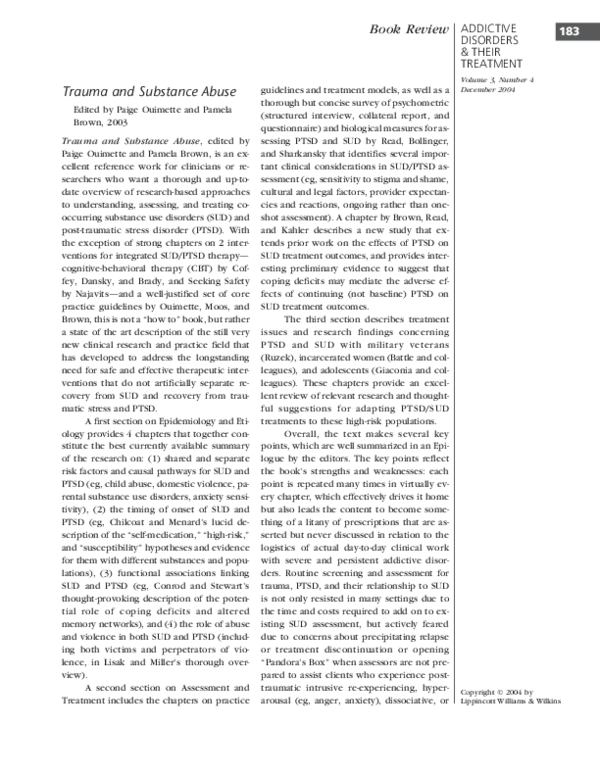 (PDF) Trauma and Substance Abuse