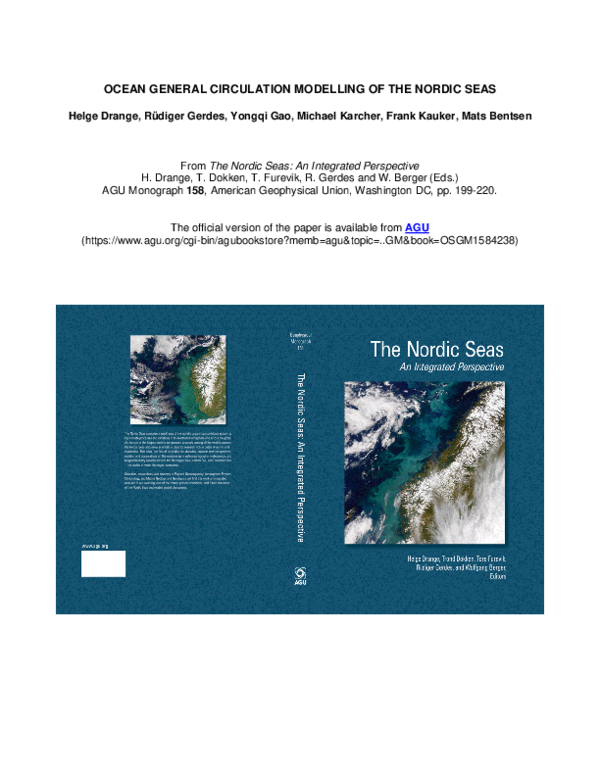 (PDF) Ocean general circulation modelling of the Nordic seas