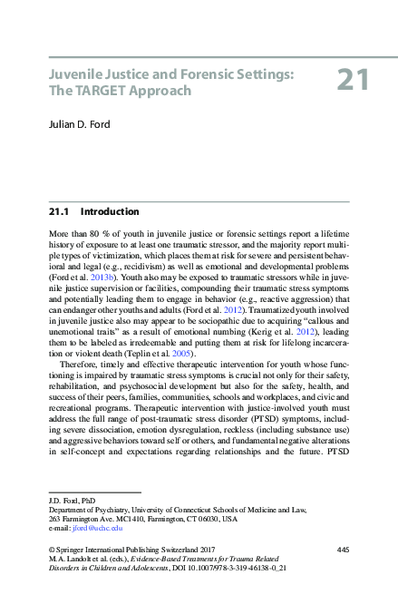 (PDF) Juvenile Justice and Forensic Settings: The TARGET Approach