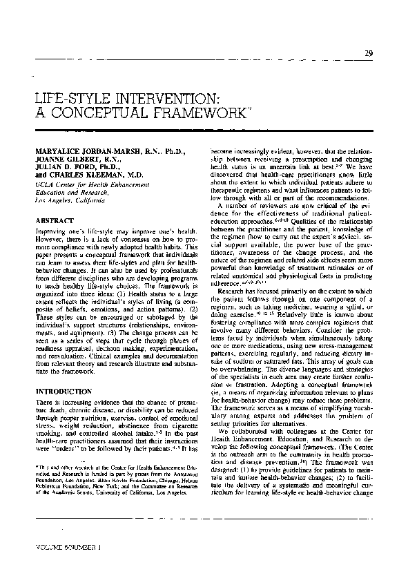 (PDF) Life-style intervention: A conceptual framework