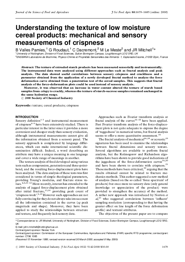 (PDF) Understanding the texture of low moisture cereal products ...