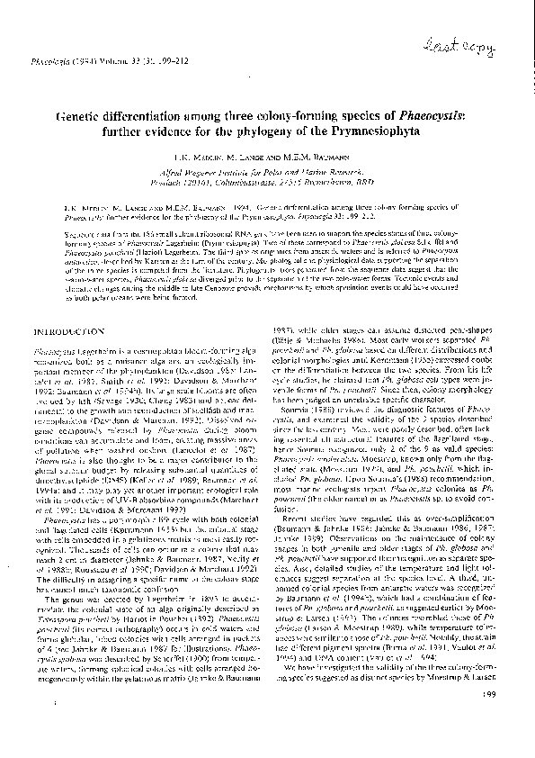 (PDF) Genetic differentiation among three colony-forming species of ...