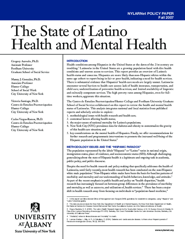 (PDF) The State of Latino Health and Mental Health