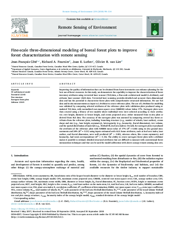 (PDF) Fine-scale three-dimensional modeling of boreal forest plots to improve forest ...