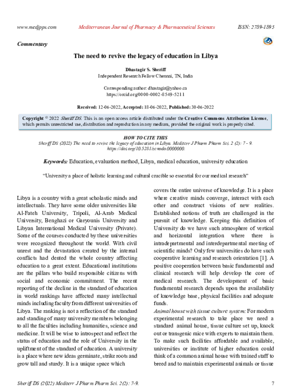 (PDF) Reviving Libya's Educational Legacy Post-Conflict