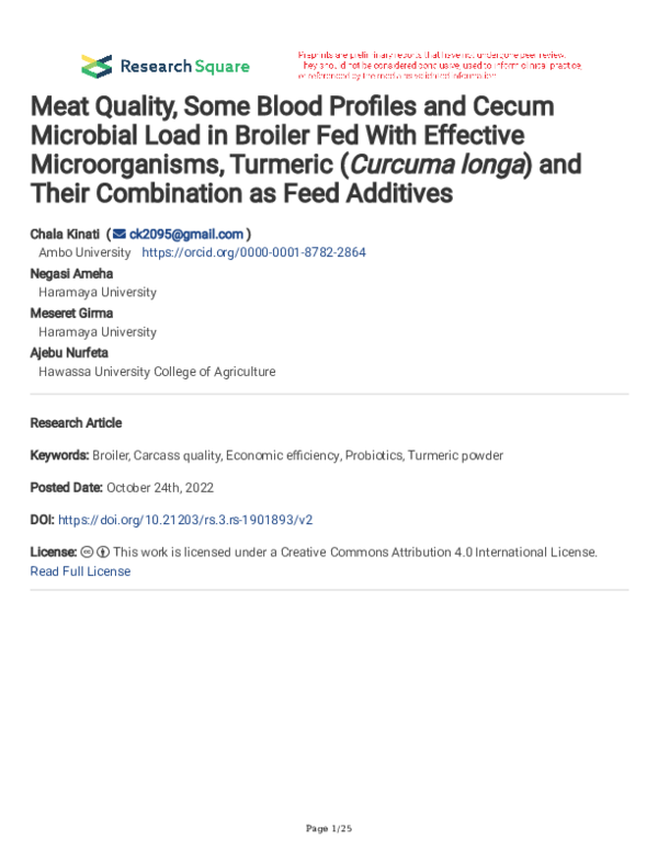 (PDF) Meat Quality, Some Blood Profiles and Cecum Microbial Load in ...